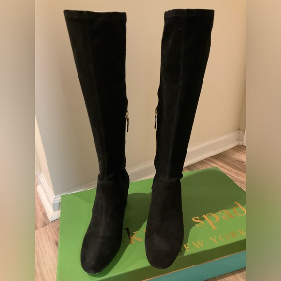 kate spade | Shoes | Kate Spade New York Leanne Black Suede Kneehigh ...